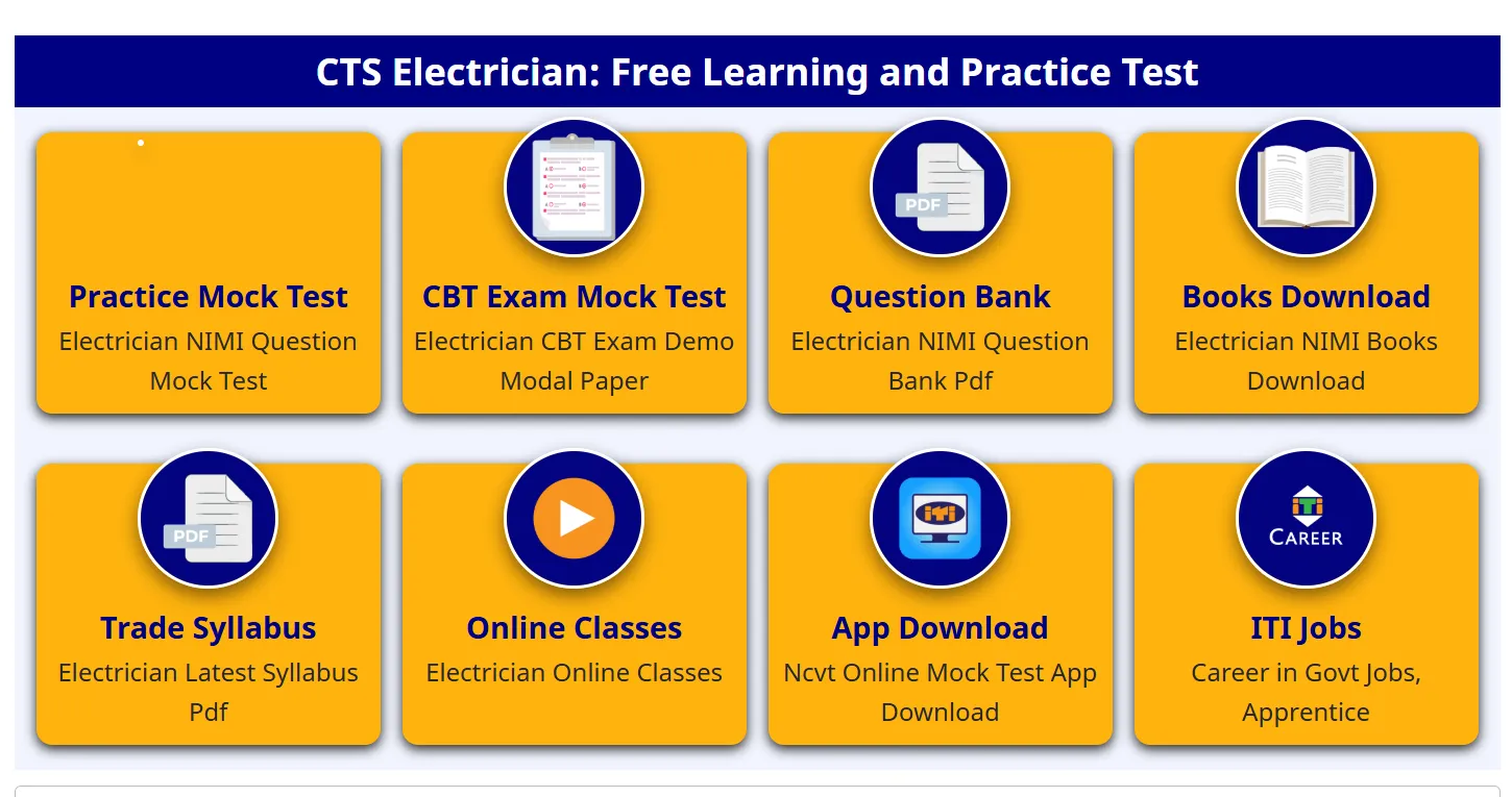 NCVT ITI Electrician Trade Online Mock Test, Question Bank, Demo Modal ...